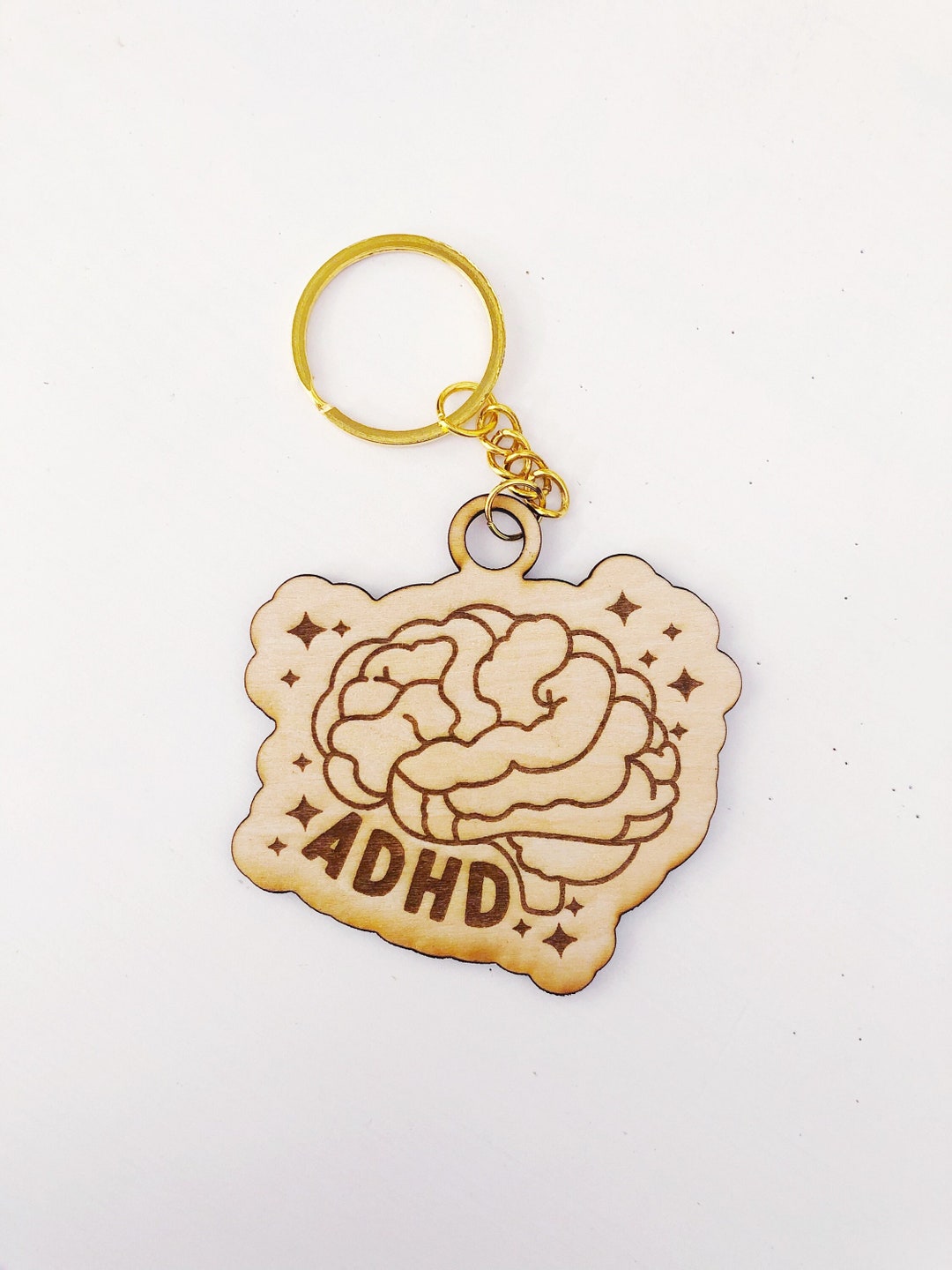 ADHD Wood Keychain | Adhd Awareness Keychain | Mental Health Keychain ...