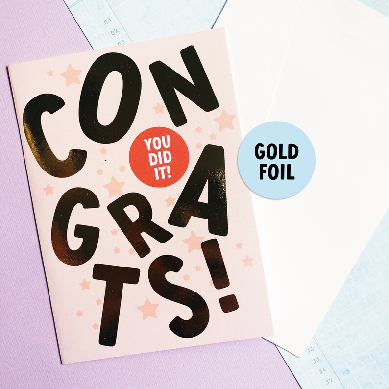 Congratulations Greeting Card With Envelope, Gold Foil Design, You Did ...
