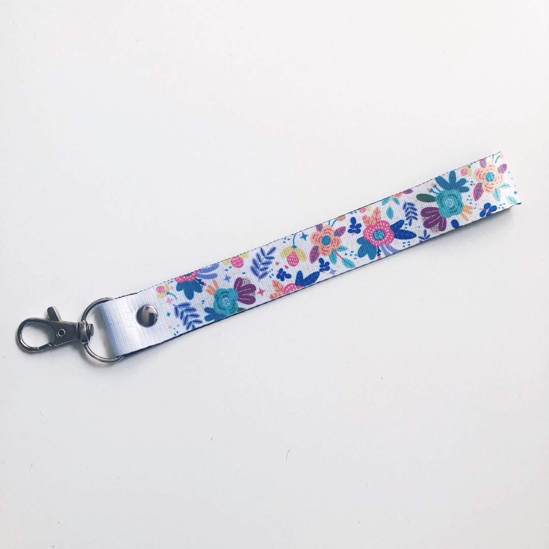 Flower Pattern Lanyard | Spring Inspired Keychain & Purse Accessory - Etsy