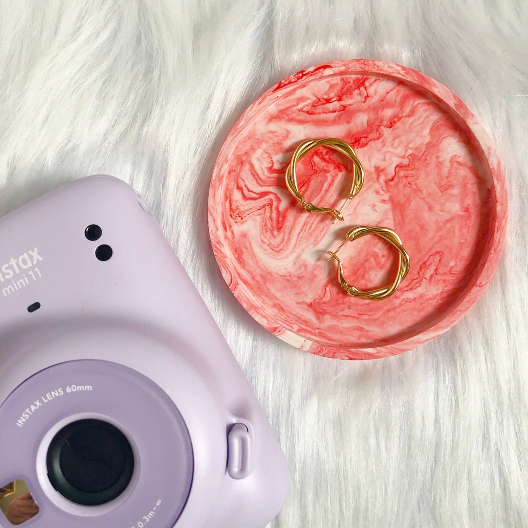 Red Marble Round Tray Coaster | Marble Coaster | Marble Tray | Marble ...