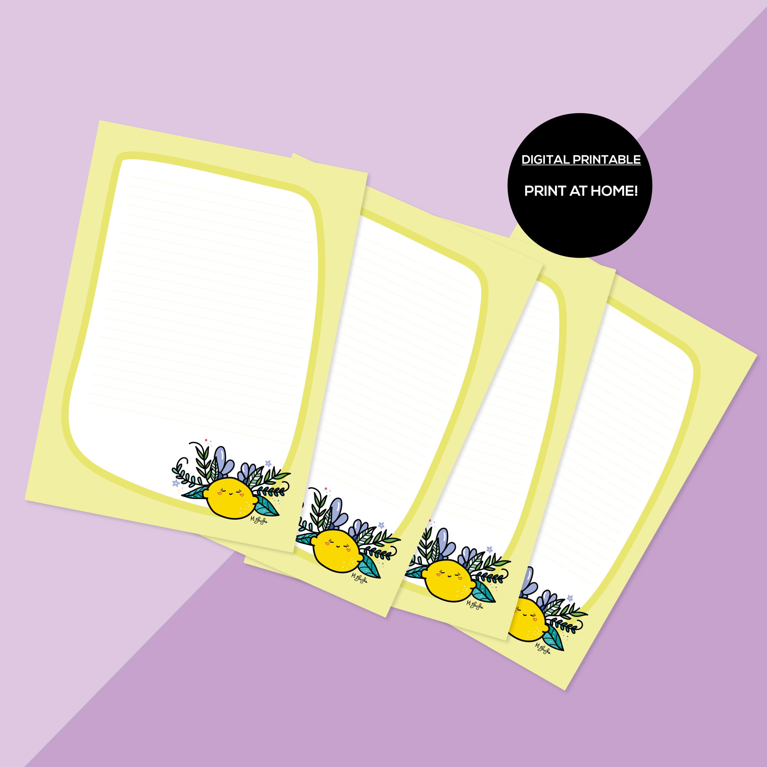 Printable Stationary | Lemon Letter | Printable Letterhead | Digital ...