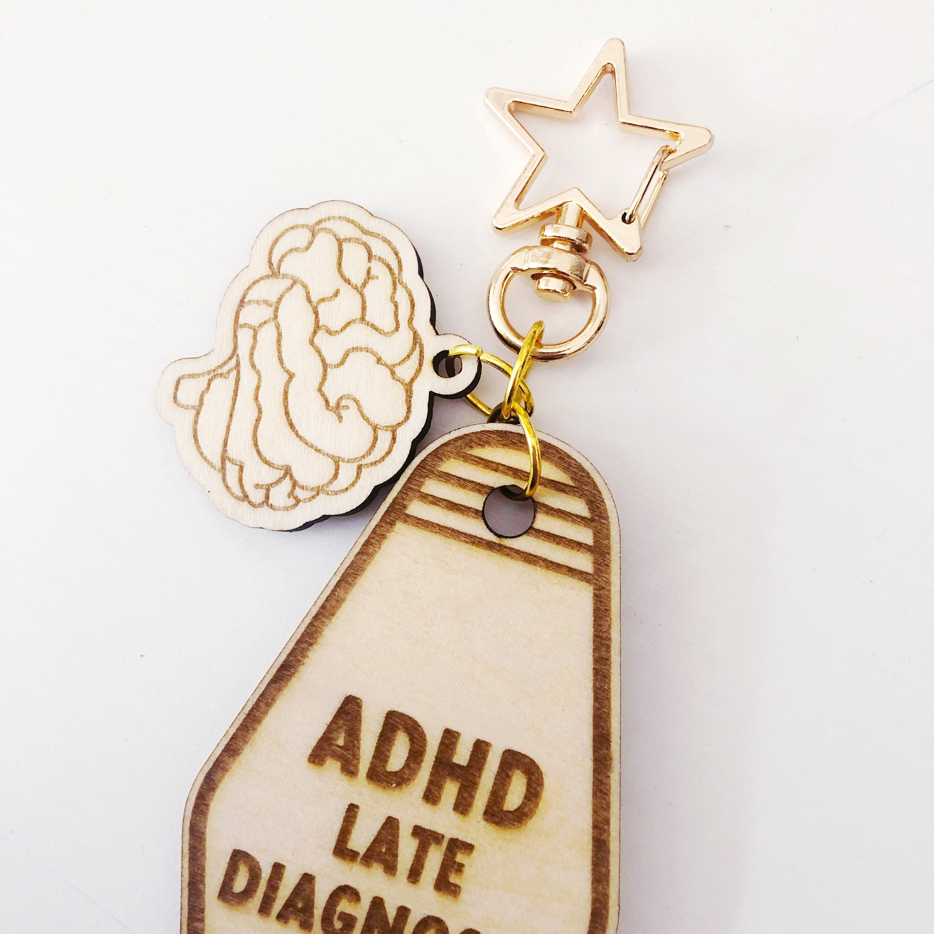 ADHD Late Diagnosis Club Keychain Adhd Charm Adhd Keyring Engraved Wood ...