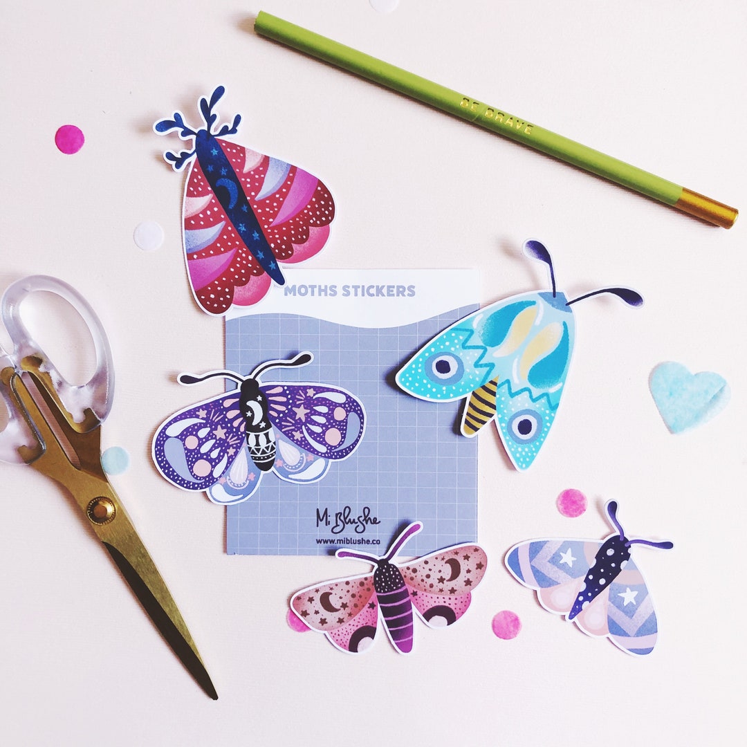 Moths Stickers | Moths Sticker Pack | Vinyl Sticker Pack | Vinyl ...
