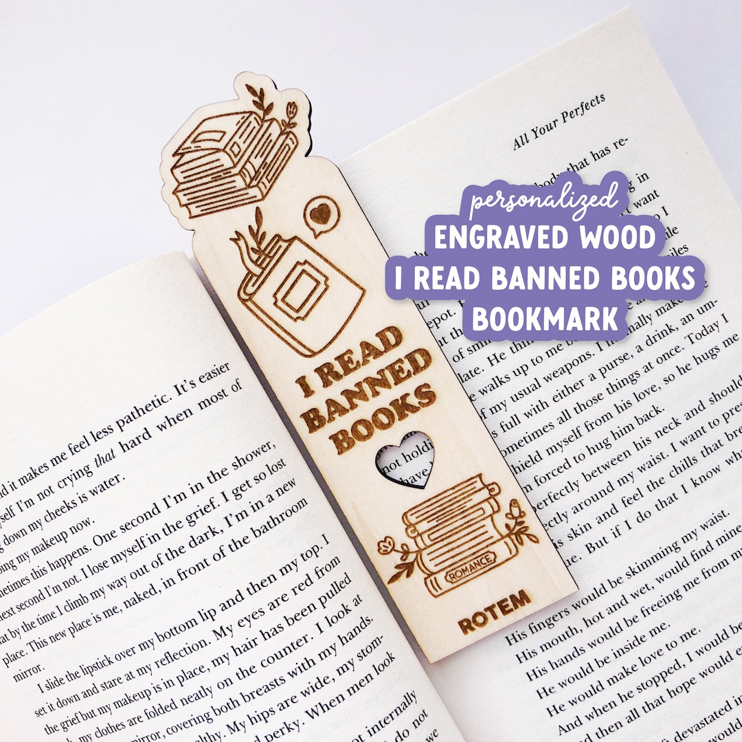 I Read Banned Books Bookmark | Engraved Bookmark | Wood Bookmark | Gift ...