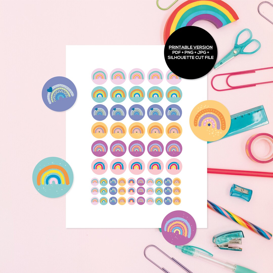 Printable Rainbow Digital Planner Sticker Sheet - Mi Blushe Stationary ...