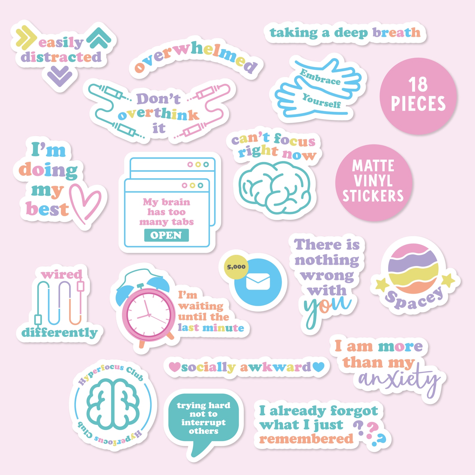 ADHD Club Stickers | ADHD Sticker Pack | Vinyl Sticker | Phone Sticker ...