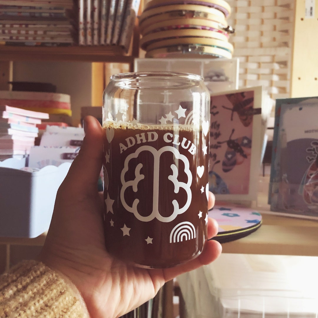 ADHD Club Glass Can | Ice Coffee Glass Can | Iced Coffee Glassware ...