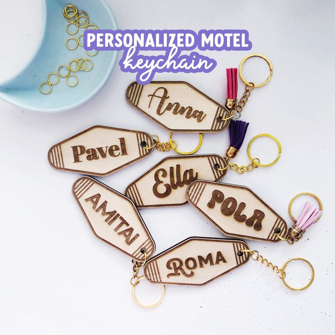 Personalized Name Motel Keychain | Motel Keychain | Engraved Keychain ...