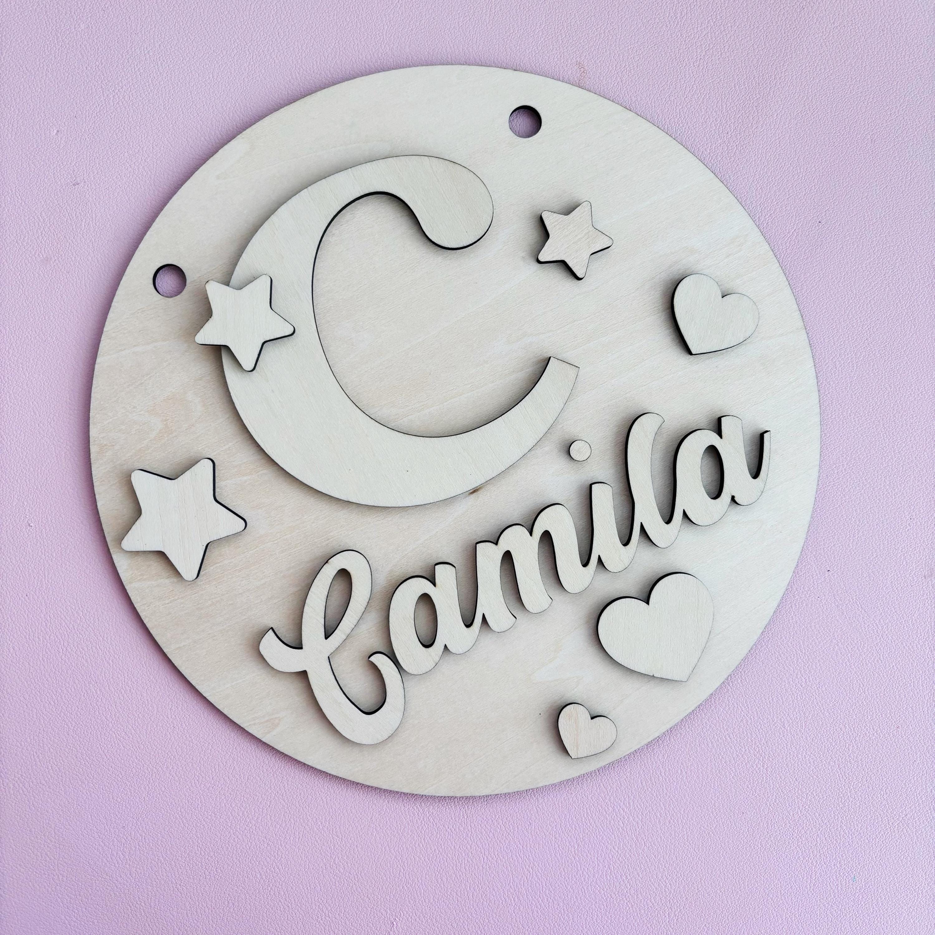 Custom Name Sign and Circle Wood Shape DIY Kit – Personalized Wooden ...