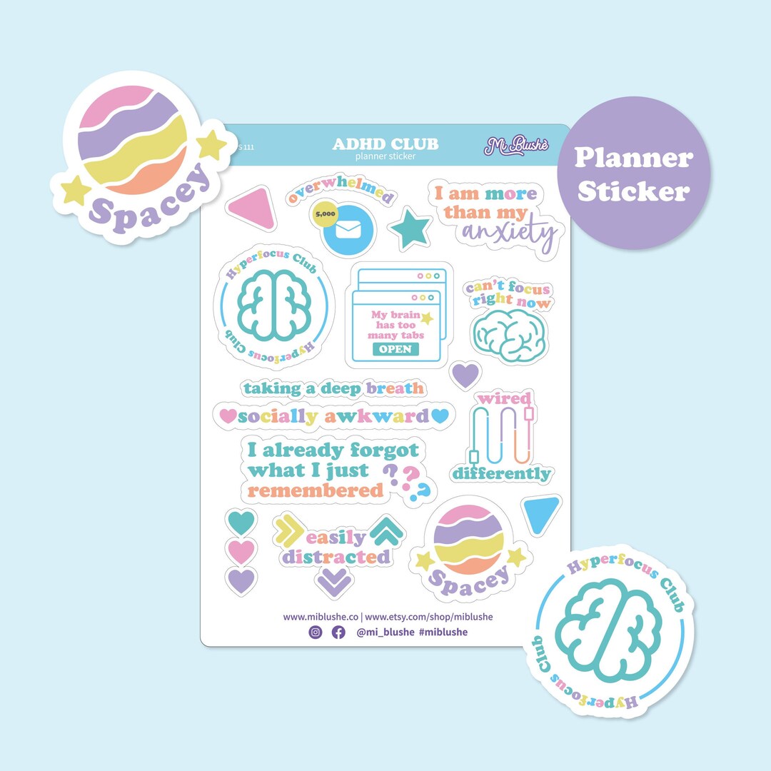 ADHD Planner Sticker - Vinyl Decal for ADHD Awareness - Etsy