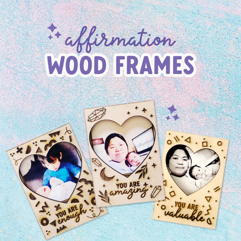 Affirmation Wood Frame | Instagram Wood Frame | Engraved Magnetic Wood Frame | Positive Wood ...