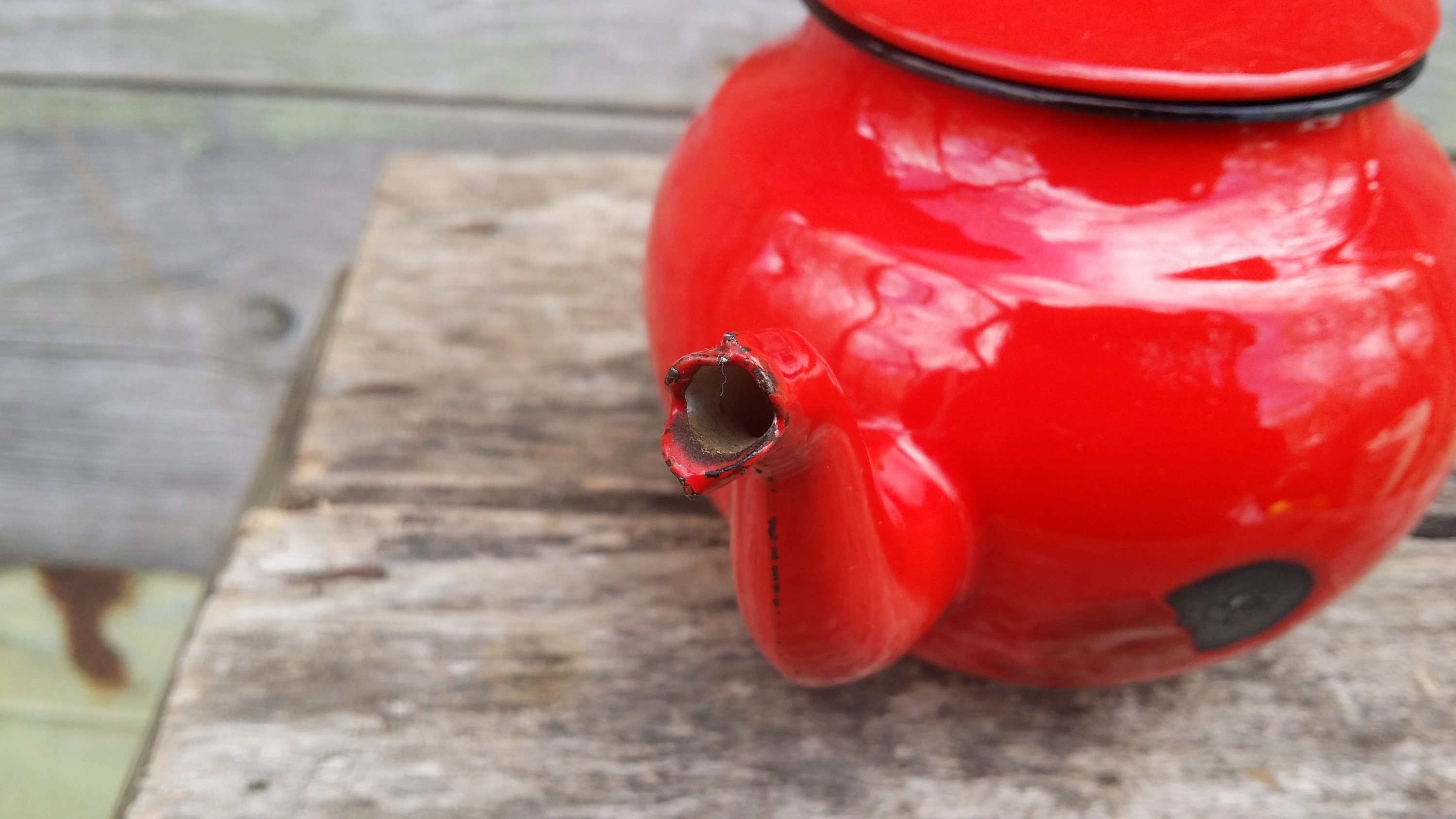 Vintage enamel red teapot Enamelware teapot Decorative | Etsy
