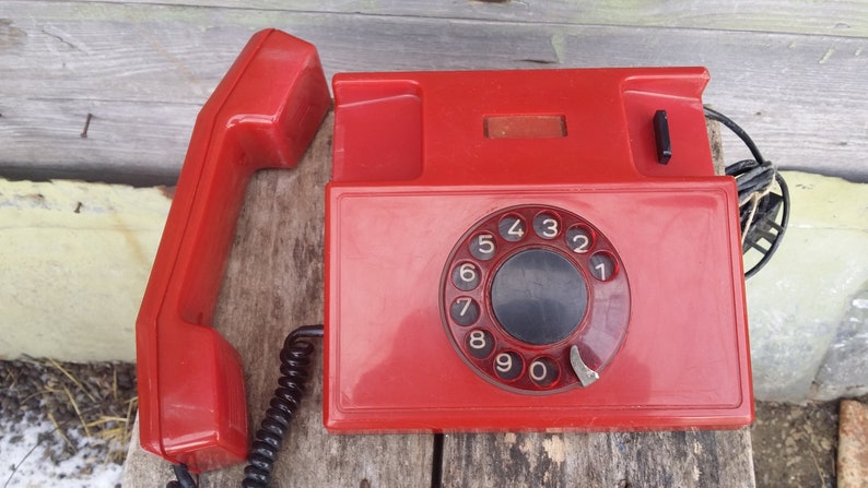 Vintage Rotary Phone Red Rotary Telephone Soviet Phone Desk - Etsy