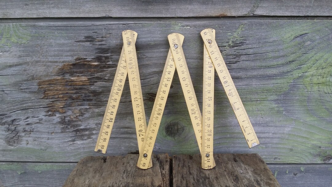 Vintage Wooden Ruler, Folding Ruler, Yellow Wooden Meter, Measuring ...