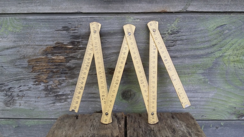 Vintage Wooden Ruler Folding Ruler Yellow Wooden Meter - Etsy