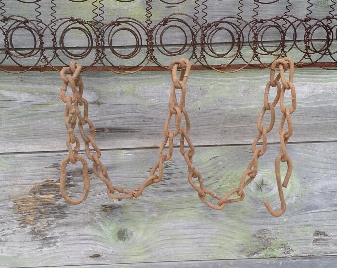 Vintage Chain, Rusty Chain, Antique Iron Chain, Hand Forged Chain, Long ...