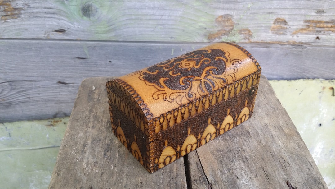 Vintage Wooden Box, Handmade Wooden Box, Trinket Box, Jewelry Box ...