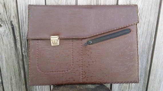 Vintage Leather Folder Vintage Portfolio Faux Leather | Etsy