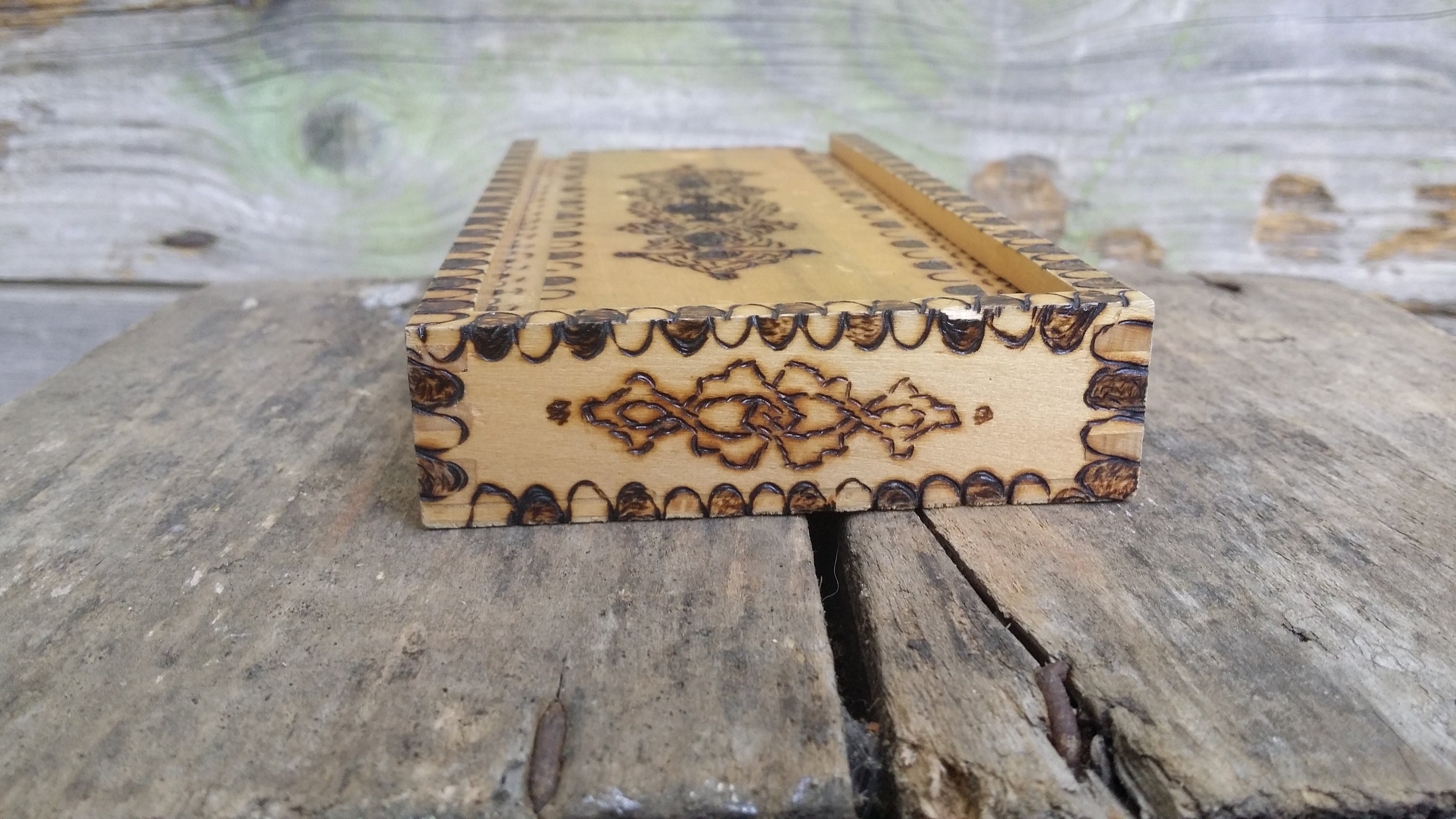 Vintage Wooden Box Handmade Pencil Box Jewelry Box Trinket | Etsy