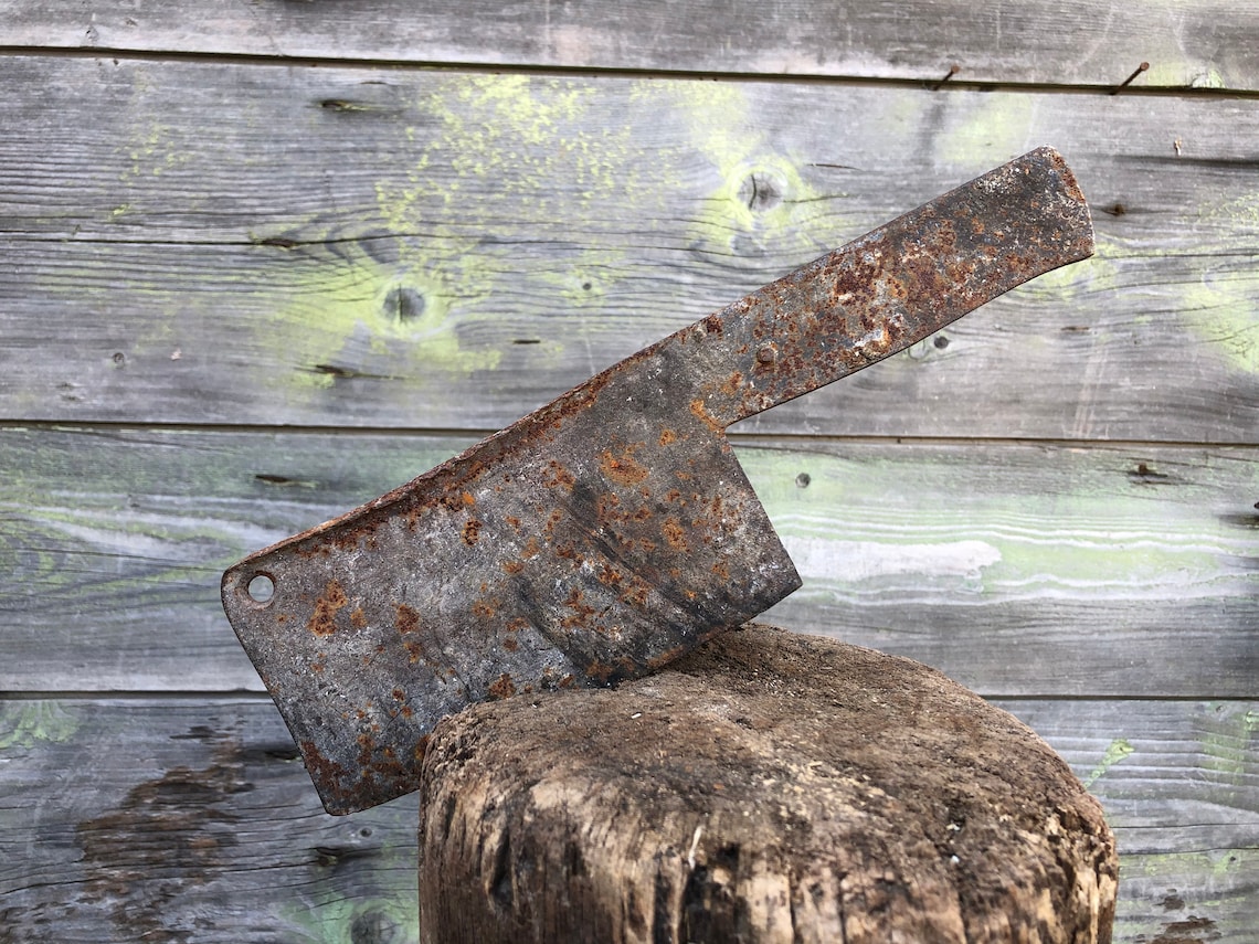 Vintage Cleaver Meat Cleaver Butcher's Knife Old Rusty | Etsy