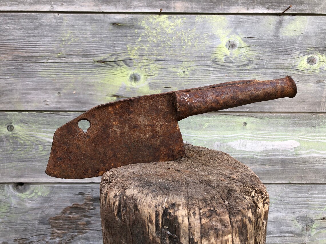 Vintage Cleaver Meat Cleaver Butcher's Knife Old Rusty | Etsy