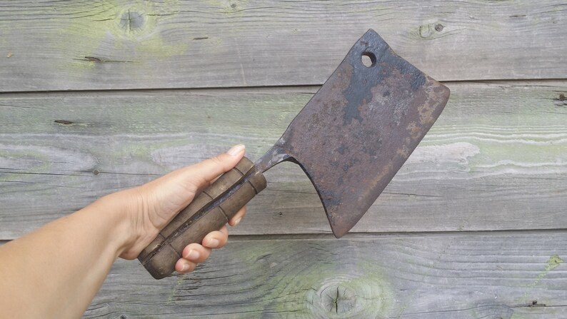 Vintage Cleaver Meat Cleaver Butcher's Knife Old Rusty | Etsy