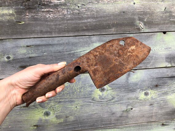Vintage Cleaver Meat Cleaver Butcher's Knife Old Rusty | Etsy