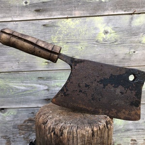 Vintage Cleaver Meat Cleaver Butcher's Knife Old Rusty - Etsy