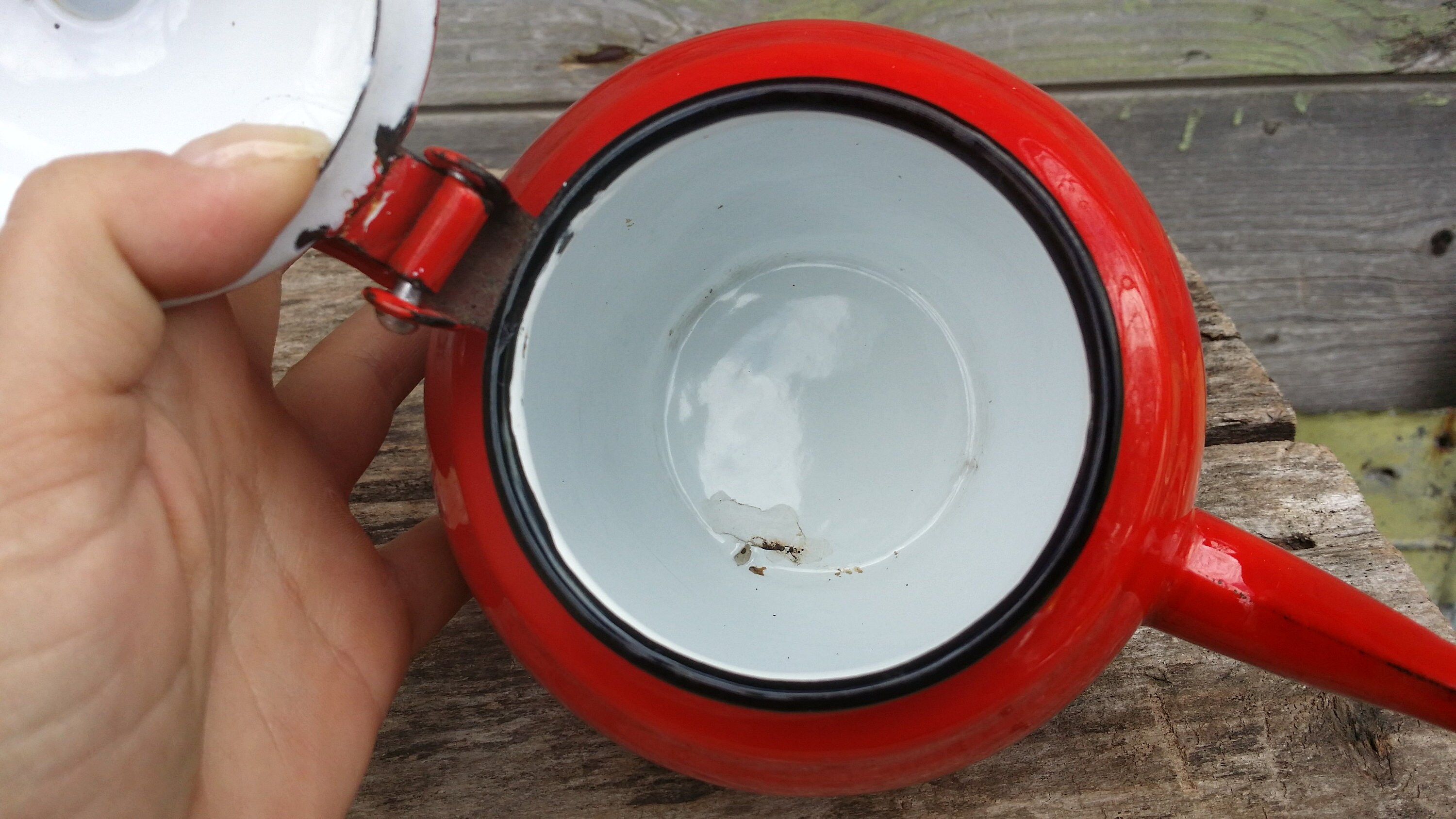 Vintage Enamel Red Teapot Enamelware Teapot Decorative - Etsy