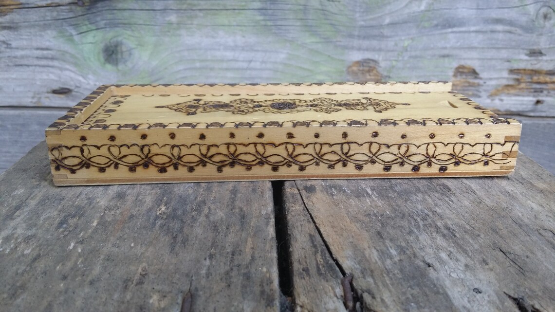 Vintage Wooden Box Handmade Pencil Box Jewelry Box Trinket | Etsy