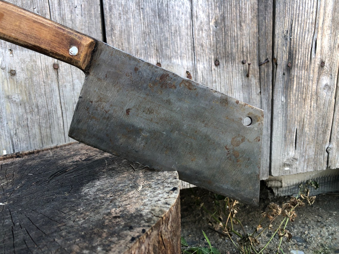Vintage Cleaver Meat Cleaver Butcher's Knife Old Rusty | Etsy
