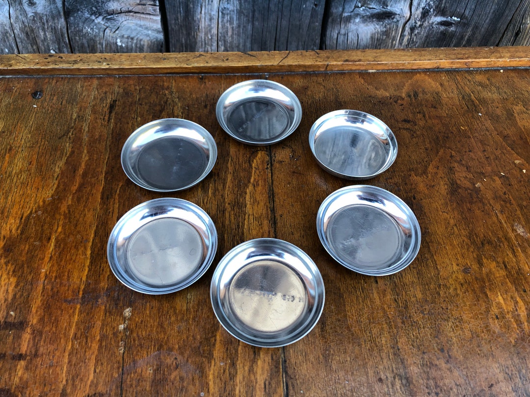 Vintage Sauces Plates, Small Metal Plates, Set of 6, Sweet Set, Dessert ...