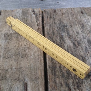 Vintage Wooden Ruler, Folding Ruler, Yellow Wooden Meter, Measuring ...