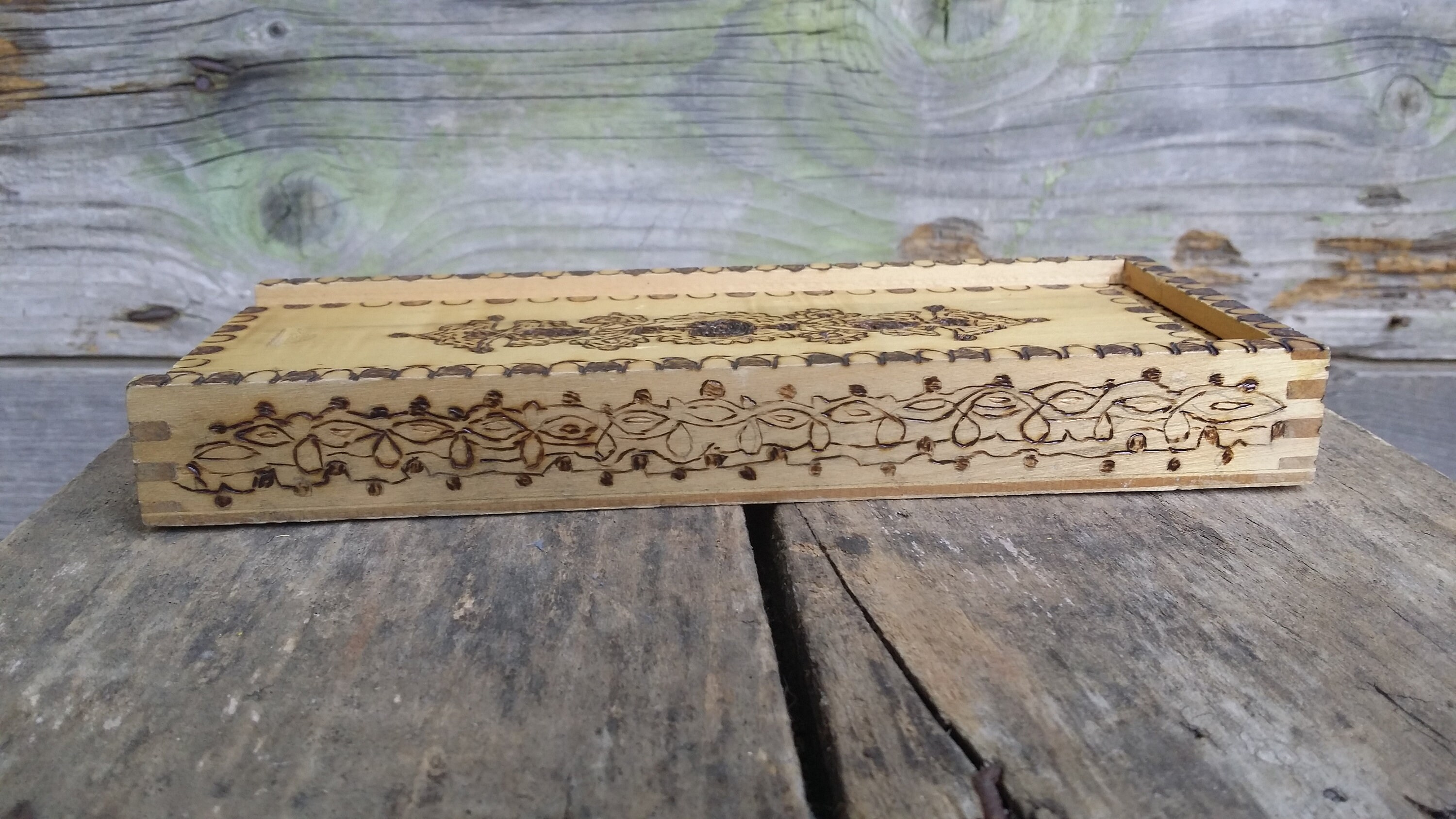 Vintage Wooden Box Handmade Pencil Box Jewelry Box Trinket | Etsy