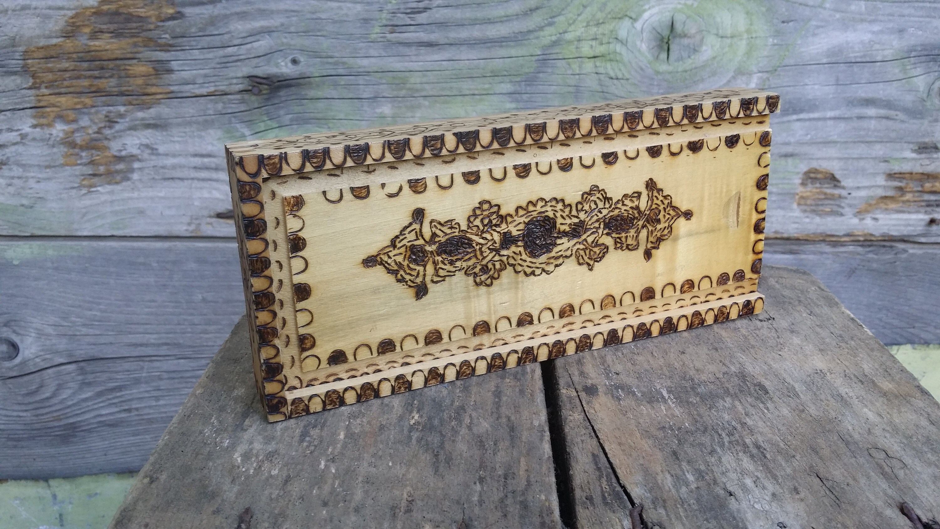 Vintage Wooden Box Handmade Pencil Box Jewelry Box Trinket | Etsy