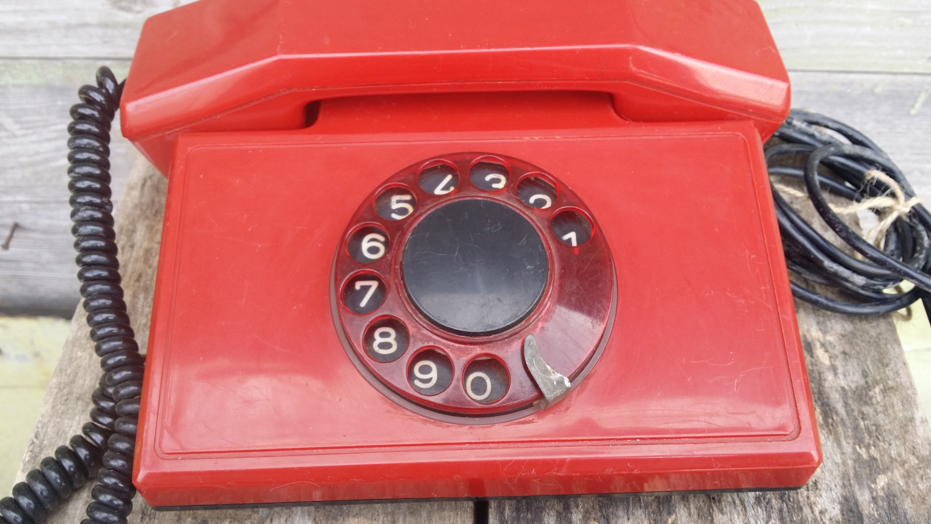 Vintage Rotary Phone Red Rotary Telephone Soviet Phone Desk | Etsy