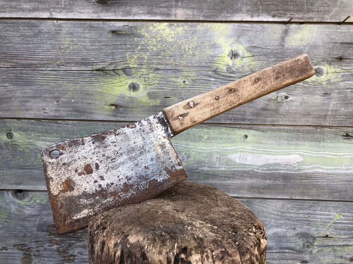 Vintage Cleaver Meat Cleaver Butcher's Knife Old Rusty | Etsy