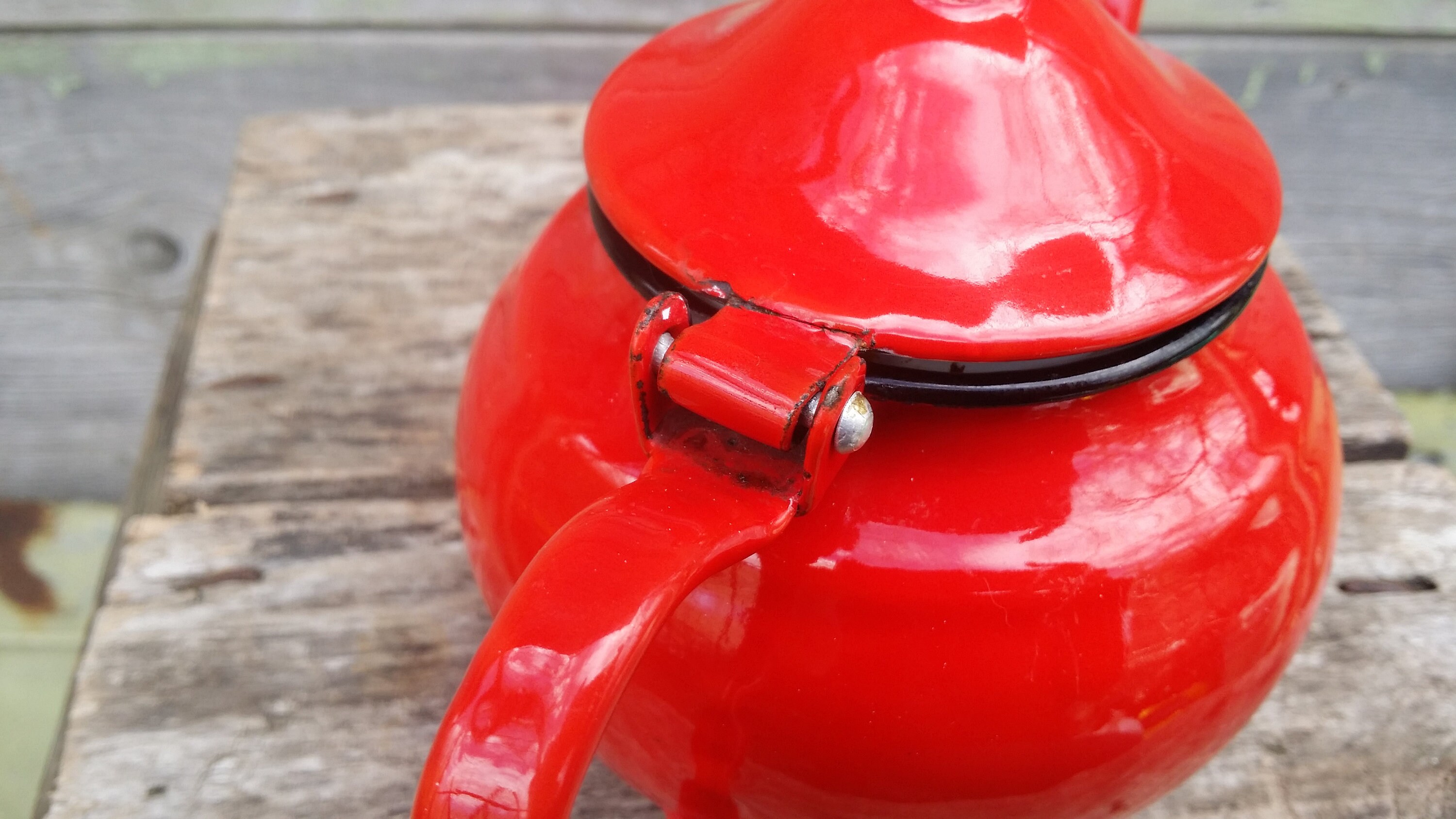 Vintage Enamel Red Teapot Enamelware Teapot Decorative - Etsy