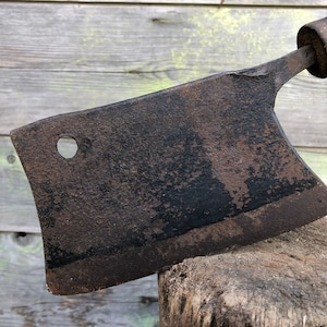 Vintage Cleaver Meat Cleaver Butcher's Knife Old Rusty - Etsy