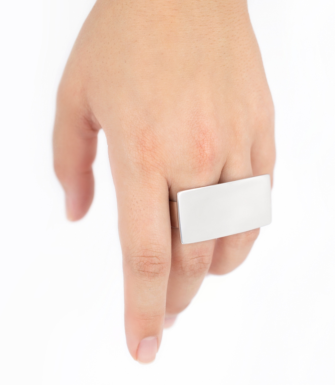 Harley Silver Rectangle Ring. Double Ring. Statement, Minimalist ...