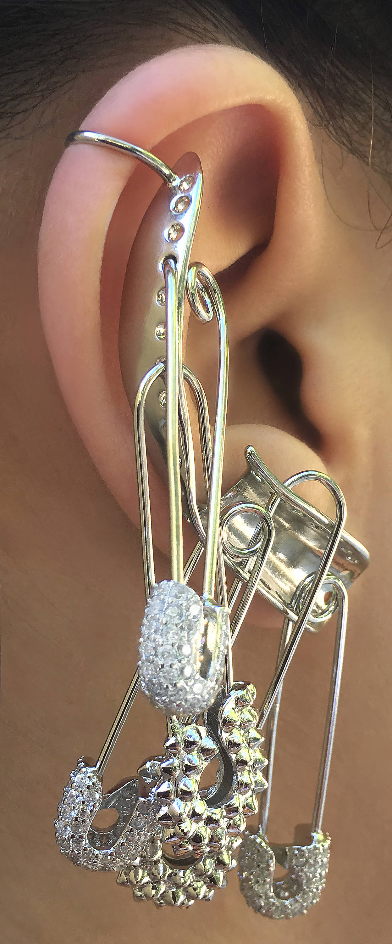 Silver Safety Pins Ear-cuff. Cosplay Jewelry. Cosplay Jewelry. - Etsy