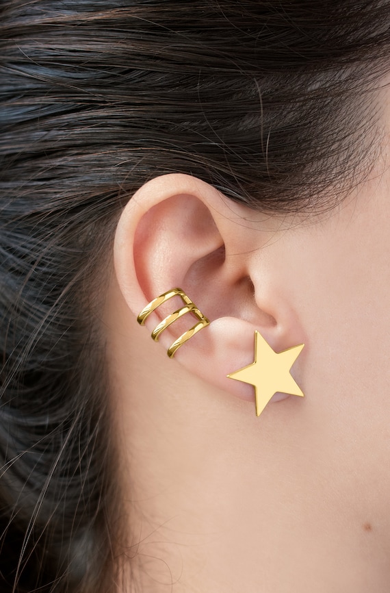 Star stud earrings. Gold /Silver Celestial statement earrings | Etsy