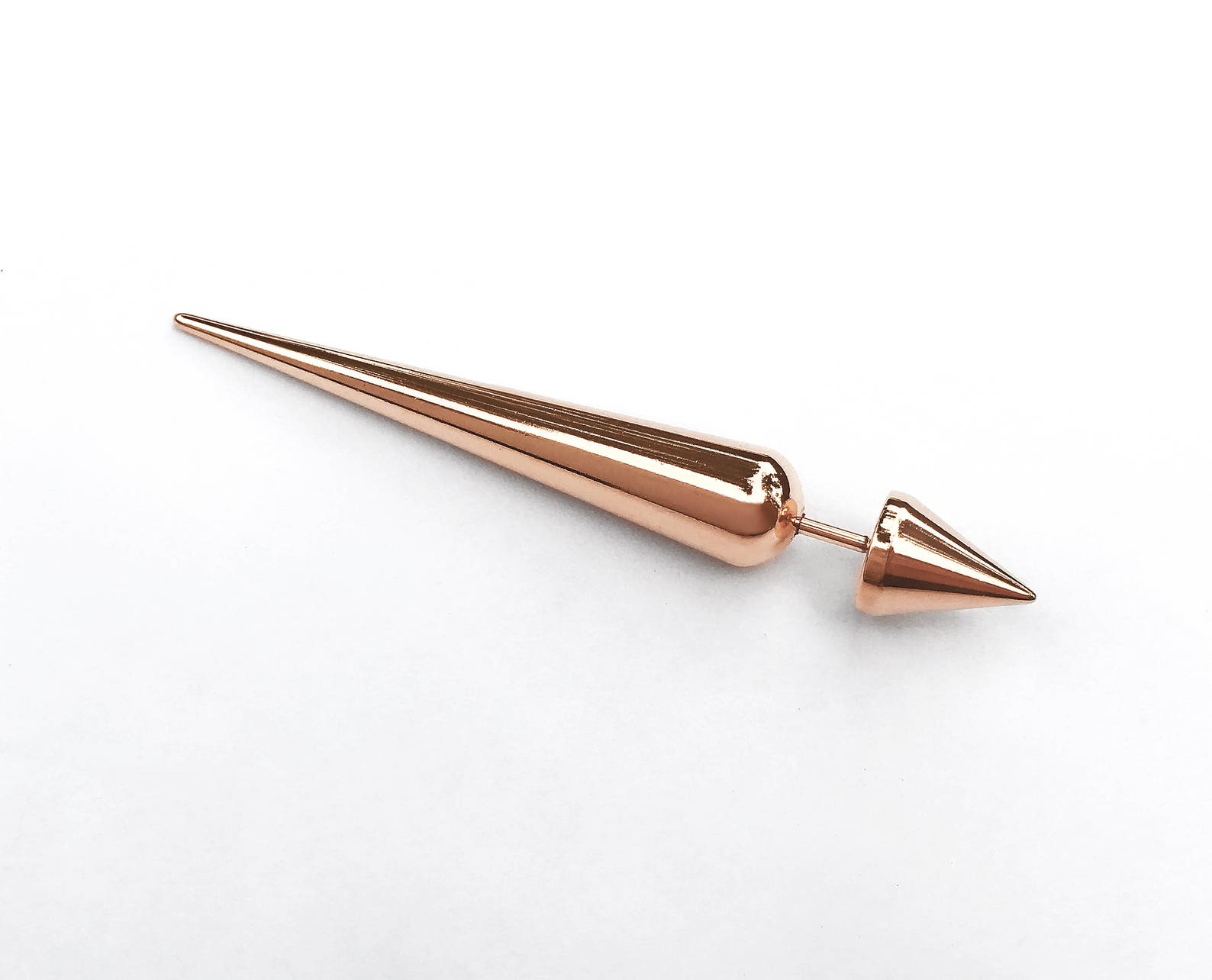 Fake Gauge Spike Earring. Screw Back,stainless Steel ROSE GOLD Plated ...