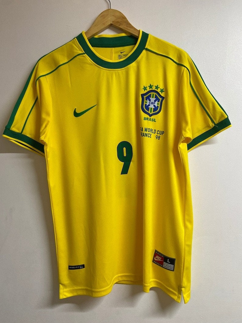 1998 Retro Brazil World Cup Home Jersey Ronaldo 9 - Etsy Australia