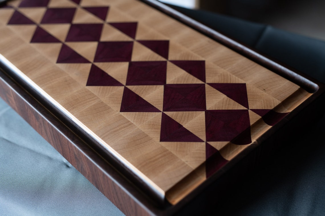 Handmade Pattern End Grain Cutting Board Purpleheart, Maple, Walnut ...