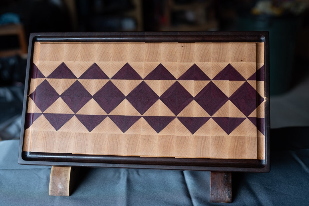 Handmade Pattern End Grain Cutting Board Purpleheart, Maple, Walnut ...