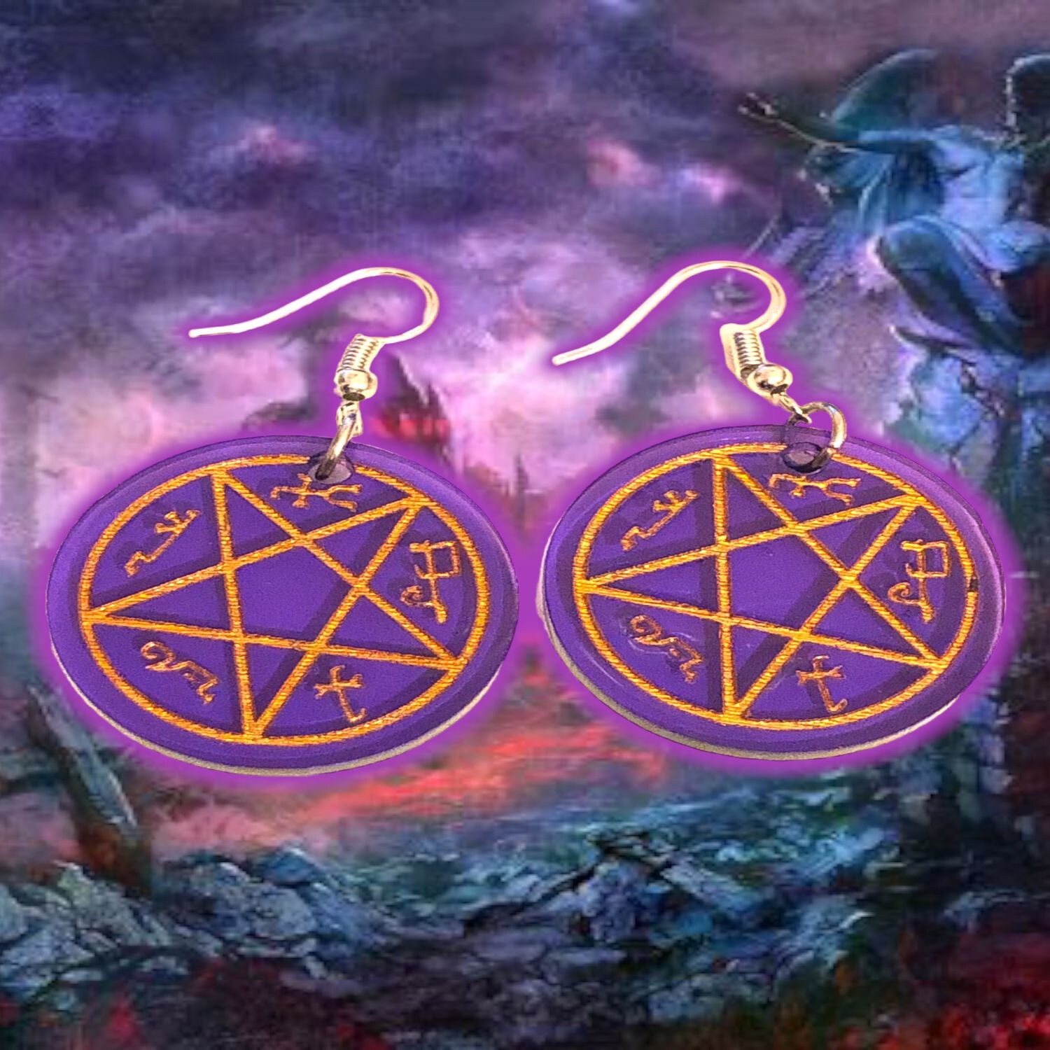 Devils Trap Symbol Acrylic Earrings - Etsy