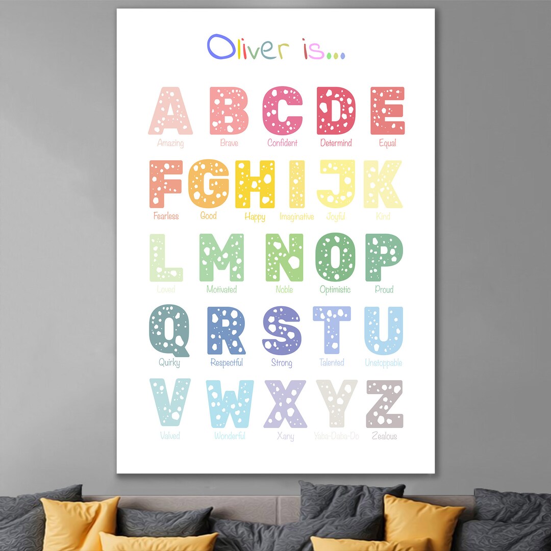 Personalised Positive Affirmation Alphabet Rainbow, Kids Child School ...