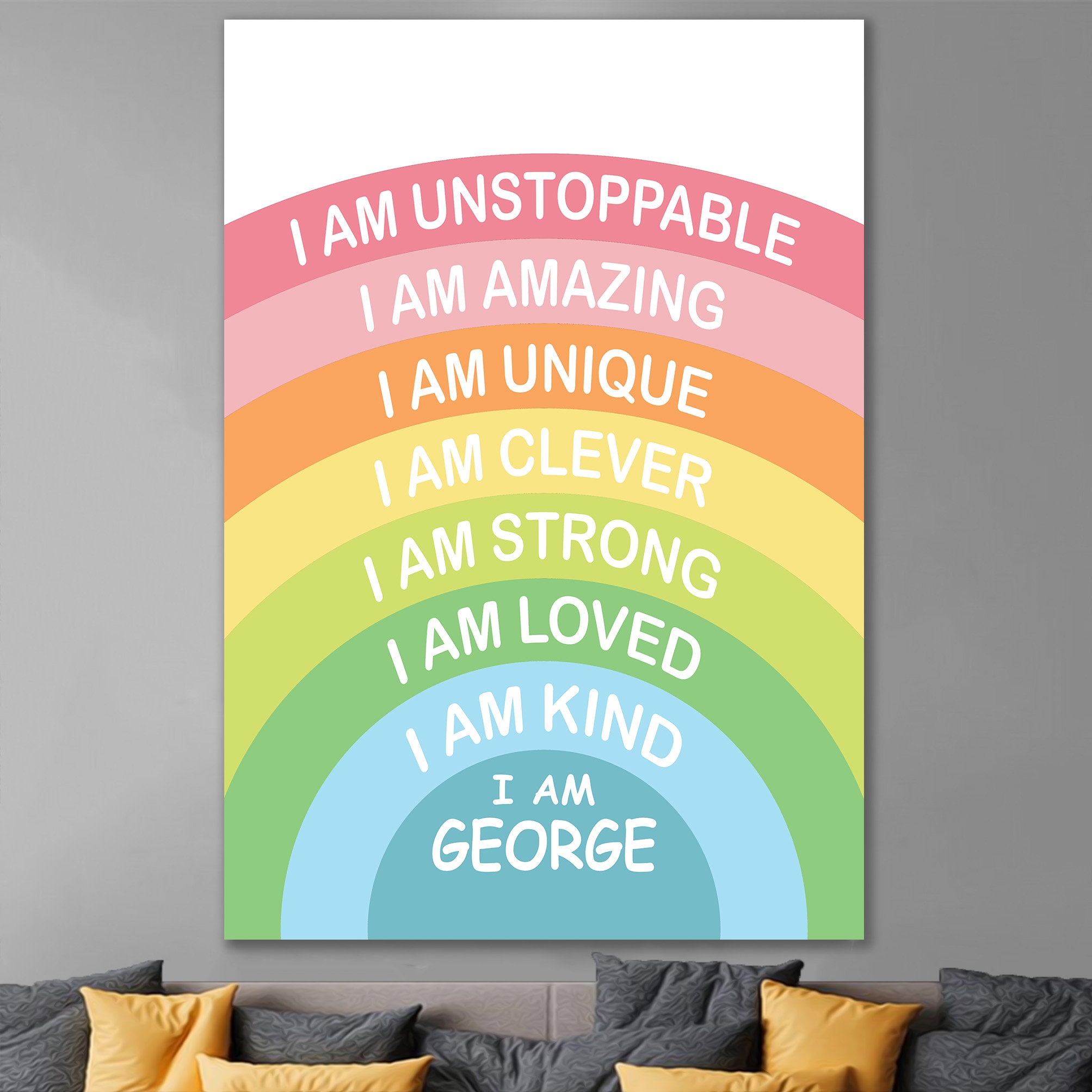 Pastel Positive Affirmation Rainbow, Kids Child School, Poster ...