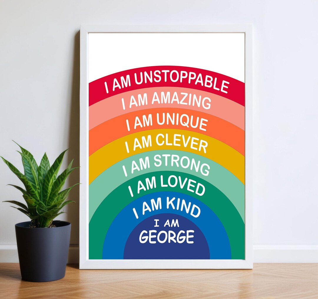 Positive Affirmation Rainbow, Kids Child School, Poster Personalisation ...